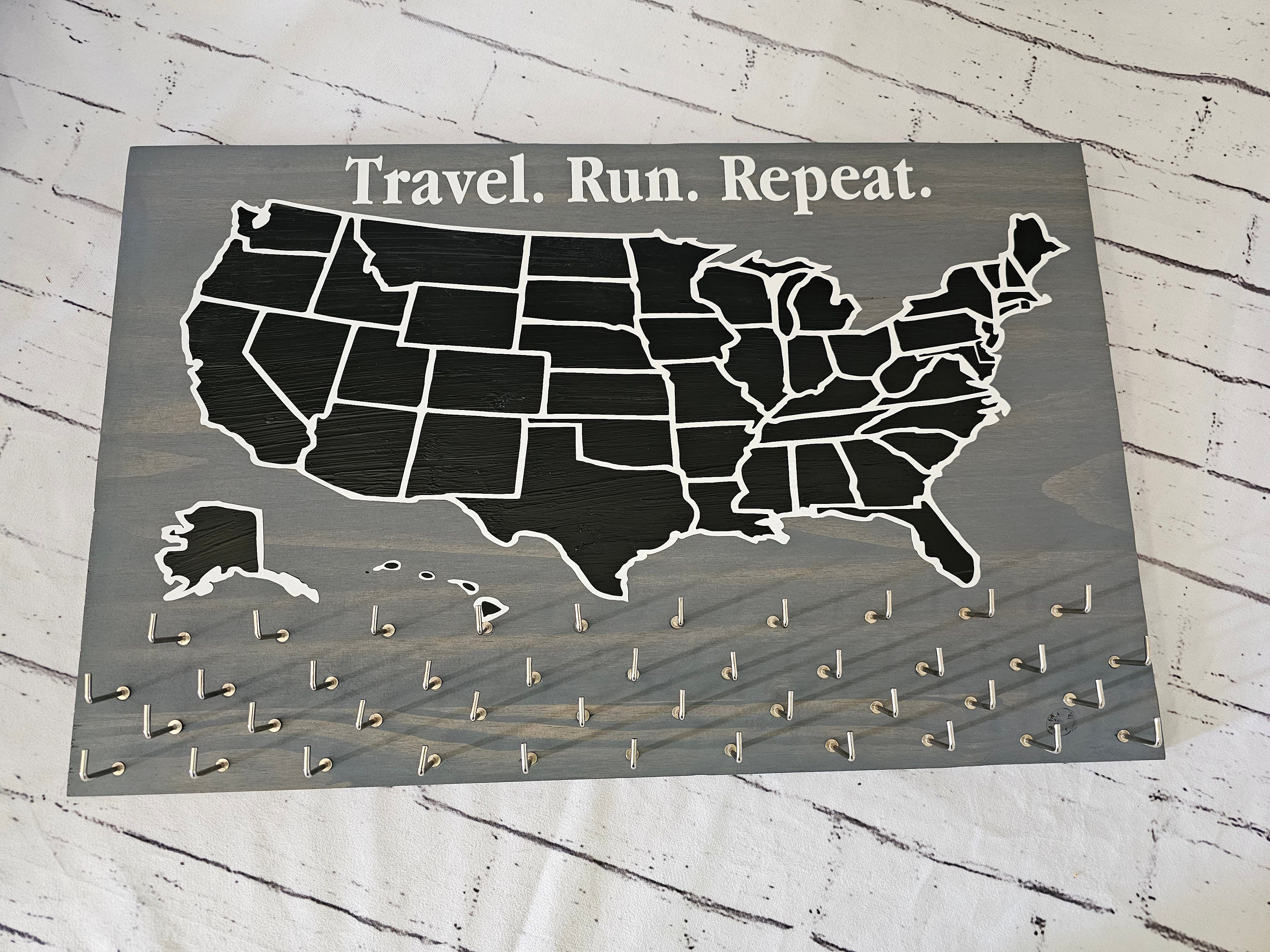 50 States Marathon Medal Holder, Chalkboard US Map, Running Gift - Etsy