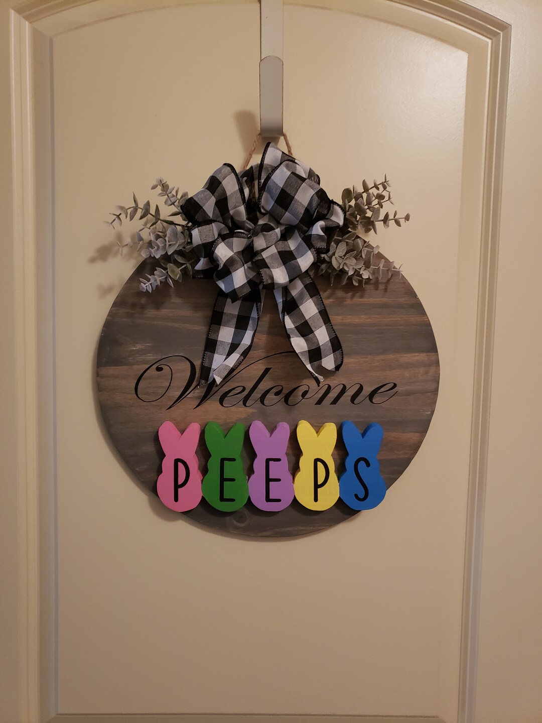 Easter Welcome Peeps Door Hanger, Happy Easter Hanger, Spring Farmhouse ...