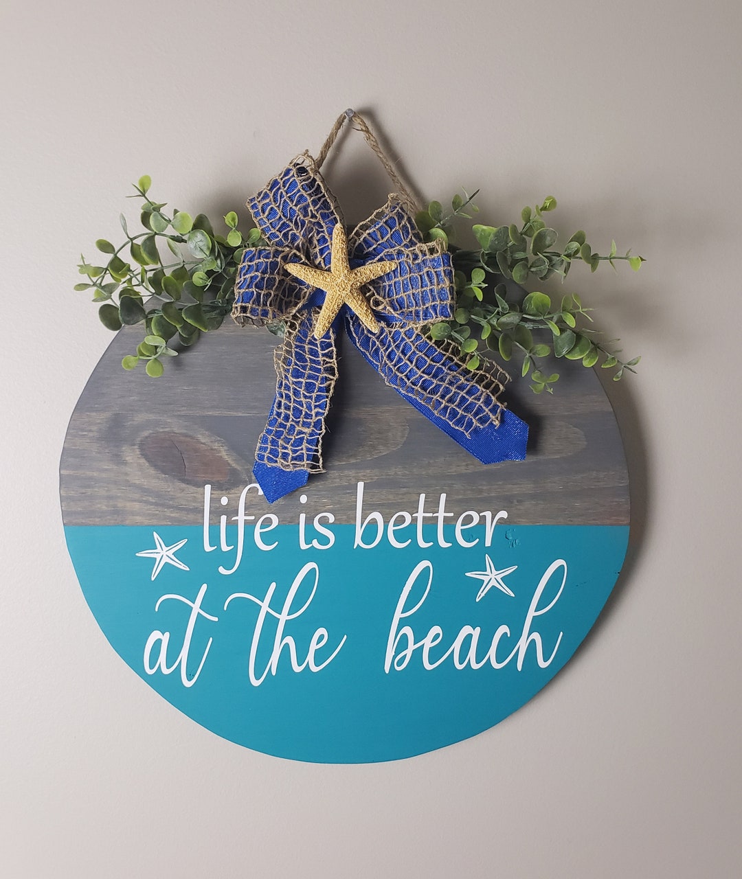 Life is Better at the Beach, Wood Door Hanger, Farmhouse Door Decor ...
