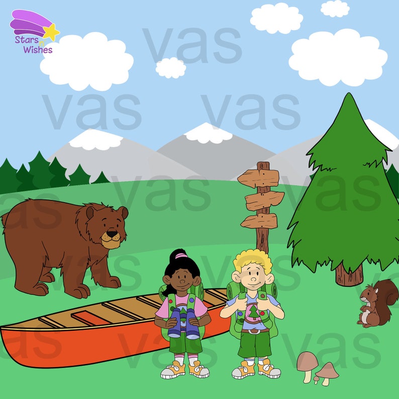 Camping Clip Art, Camping Clipart, Forest Animals Clipart, Clipart ...