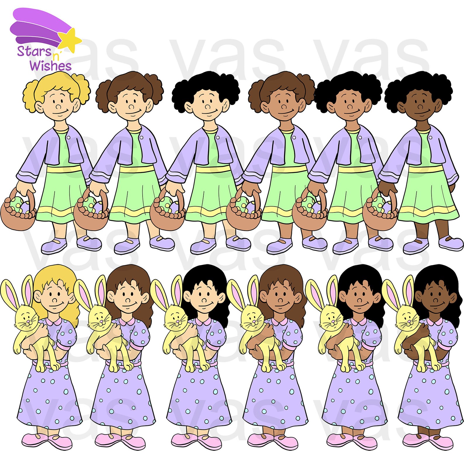 Easter Kids Clip Art, Easter Clipart, Girls, Boys, Clipart, Digital ...