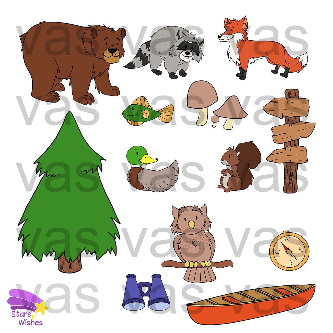 Camping Clip Art, Camping Clipart, Forest Animals Clipart, Clipart ...