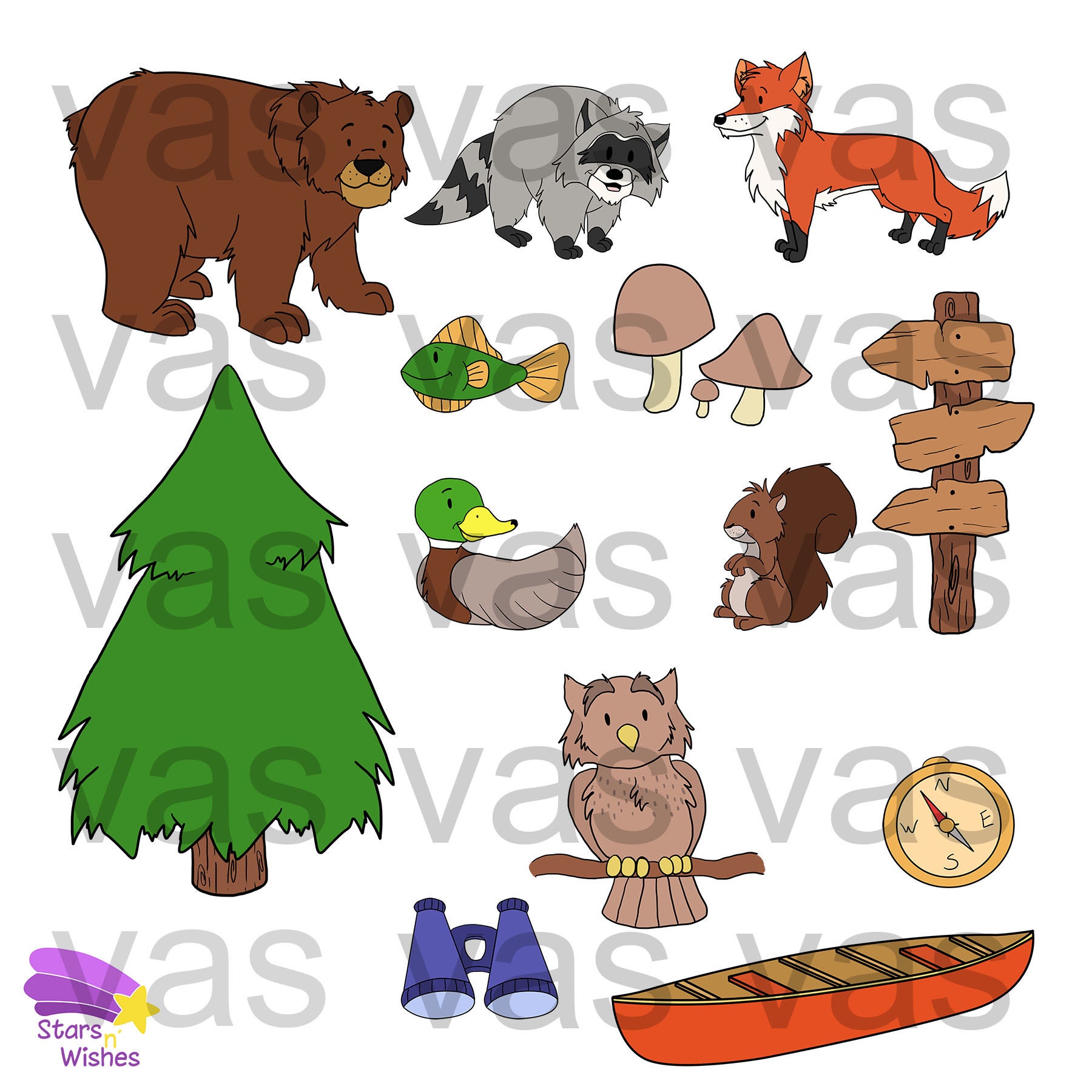 Camping Clip Art, Camping Clipart, Forest Animals Clipart, Clipart ...