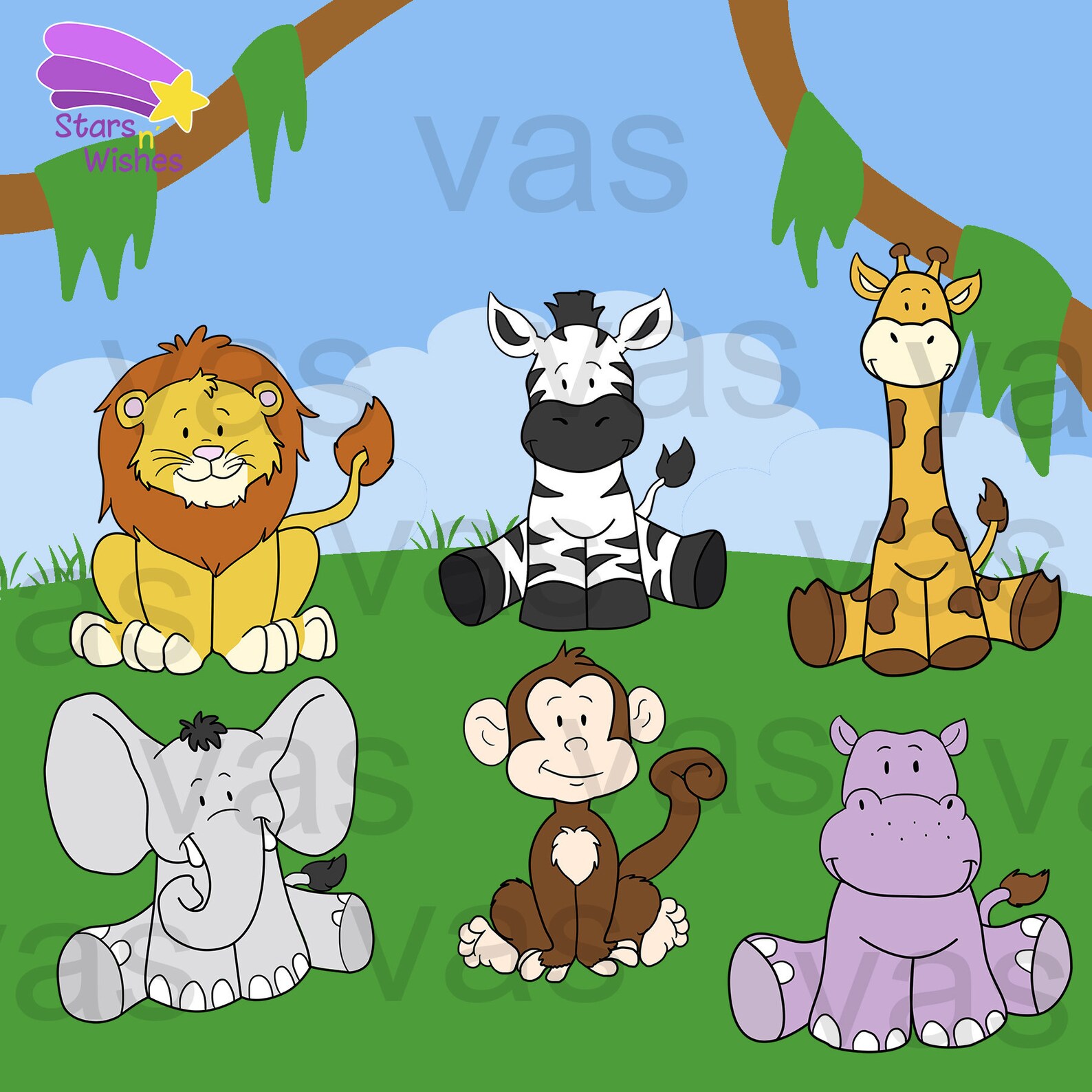 Jungle Animal Clip Art, Jungle Animal Clipart, Jungle Clipart, Clipart ...