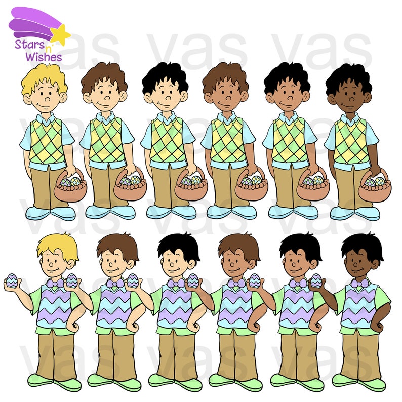 Easter Kids Clip Art, Easter Clipart, Girls, Boys, Clipart, Digital ...