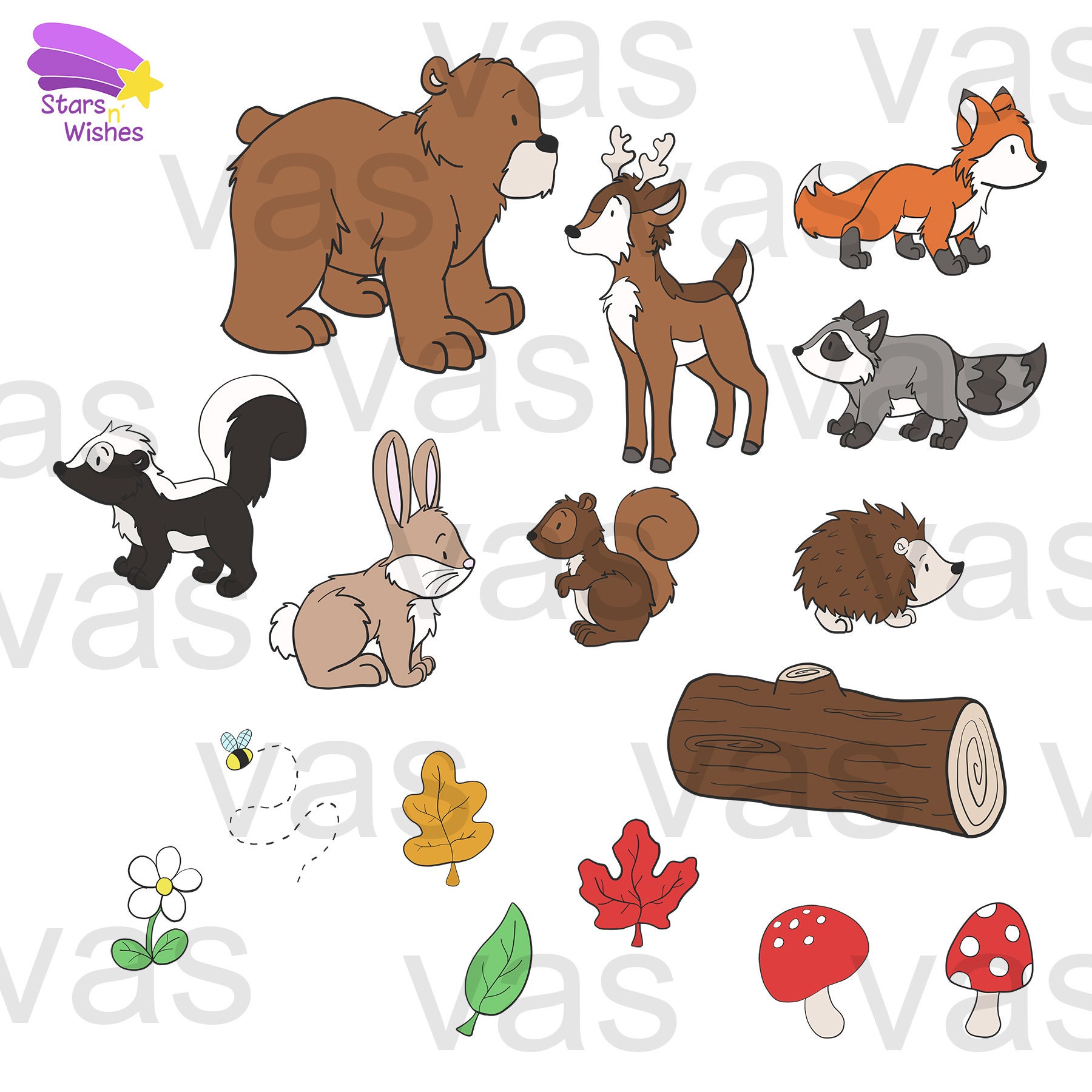 Forest Animals Clip Art, Forest Animals Clipart, Woodland Animals ...