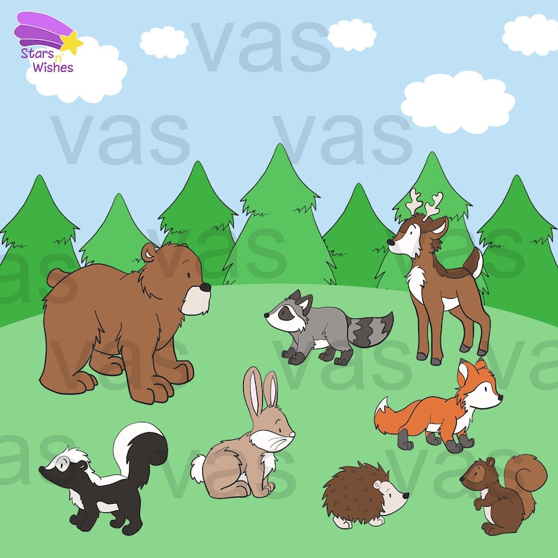 Forest Animals Clip Art, Forest Animals Clipart, Woodland Animals ...