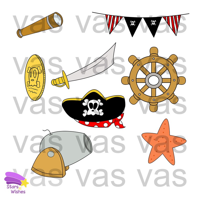 Pirate Clip Art, Pirate Clipart, Sea Animals Clipart, Clipart, Digital ...
