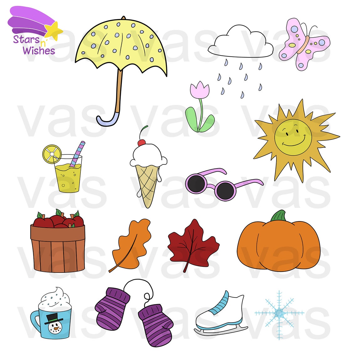 Season Clip Art Season Clipart Spring Clipart Summer - Etsy