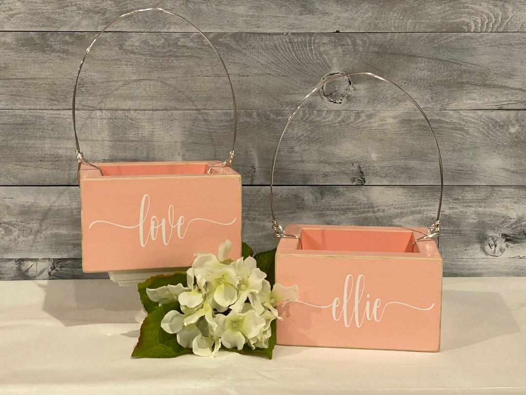 Wooden Flower Girl Box W/handle Wedding Decor - Etsy
