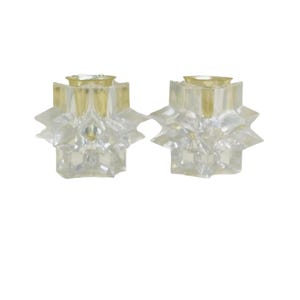 12” Silver Fleck Lucite Candles With Acrylic Crystal Holders Mid ...
