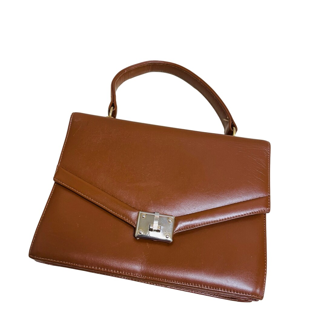 Vintage Top Handle Leather Handbag Purse Classic Elegant 1960s Retro - Etsy