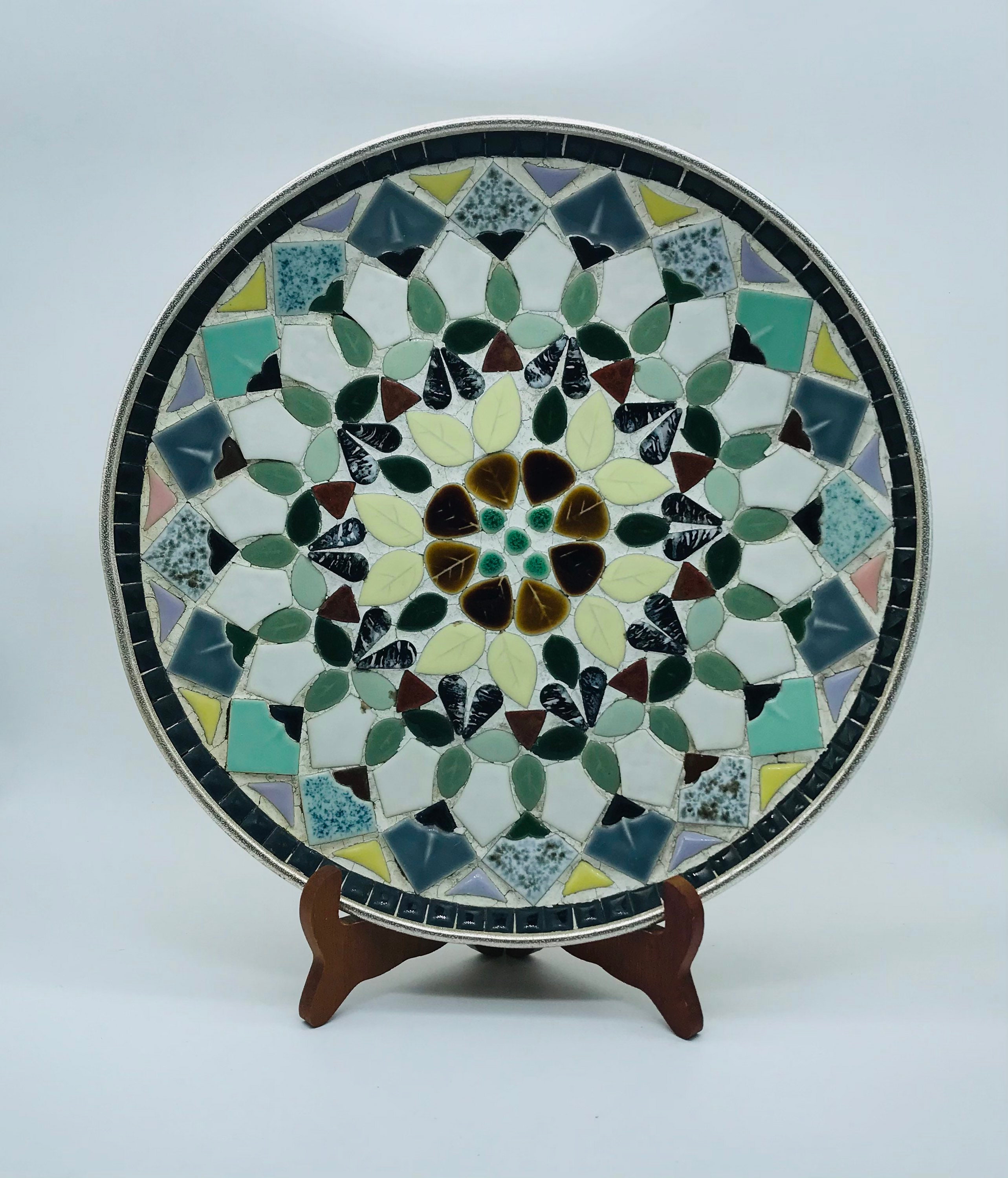 Large Decorative Vintage Mosaic Tile Plate Serving Platter - Etsy