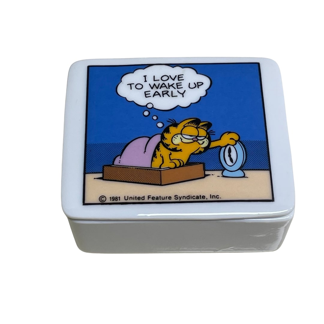 Garfield Trinket Box 1981 Jim Davis Cartoon Ceramic Jewelry - Etsy
