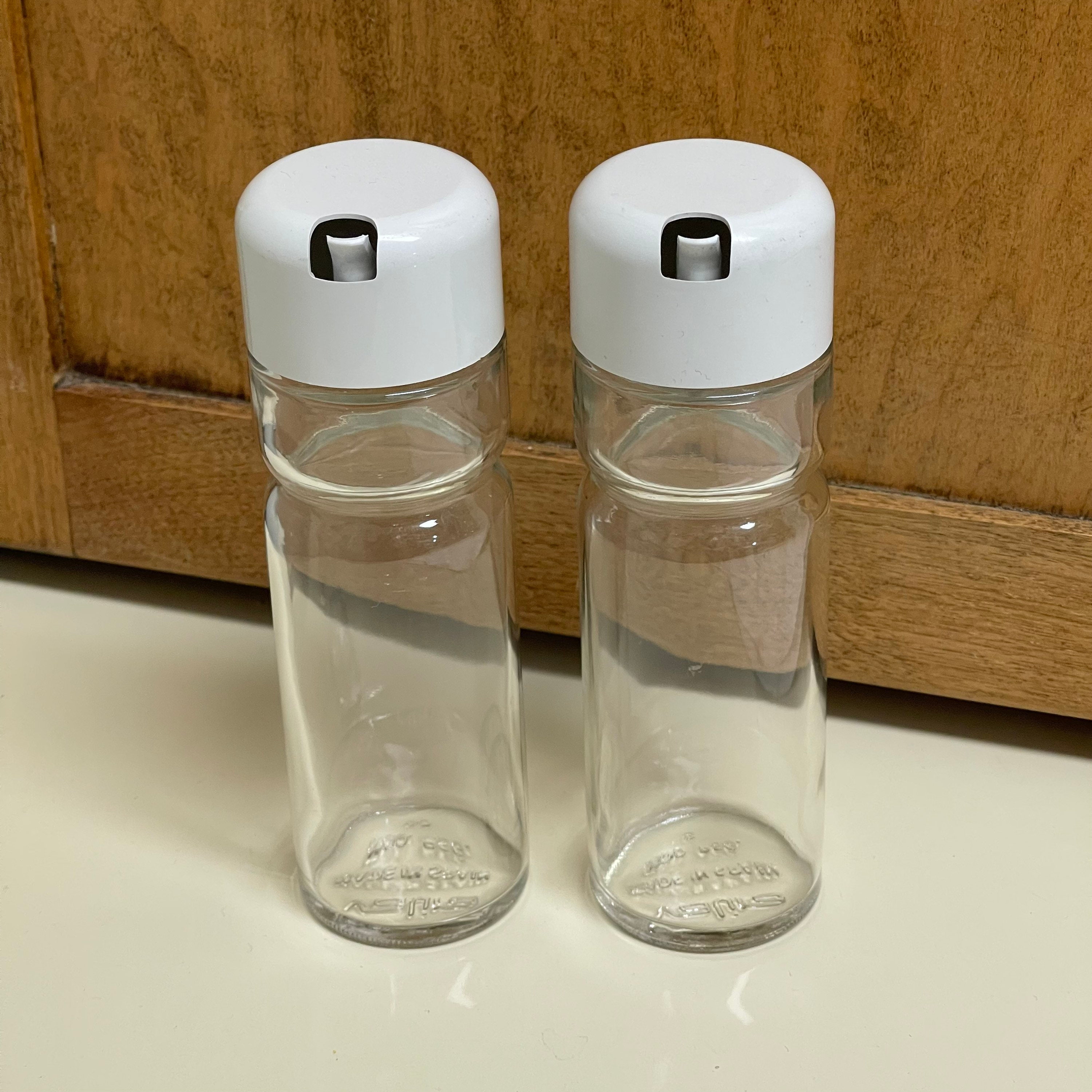 Retro Cruet Set Valira Spain Glass With Plastic Lid Oil and Vinegar ...