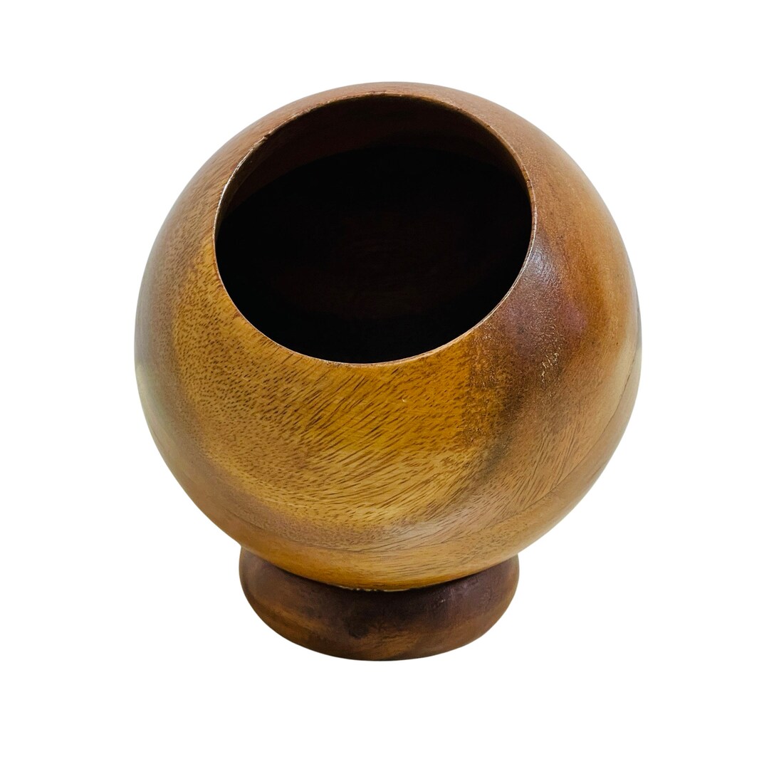 Wooden Orb Nut Snack Bowl MCM Monkeypod Wood - Etsy
