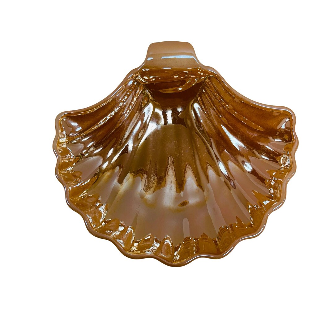 Vintage Peach Lustre Clam Shell Dish: Anchor Hocking Fire King - Etsy