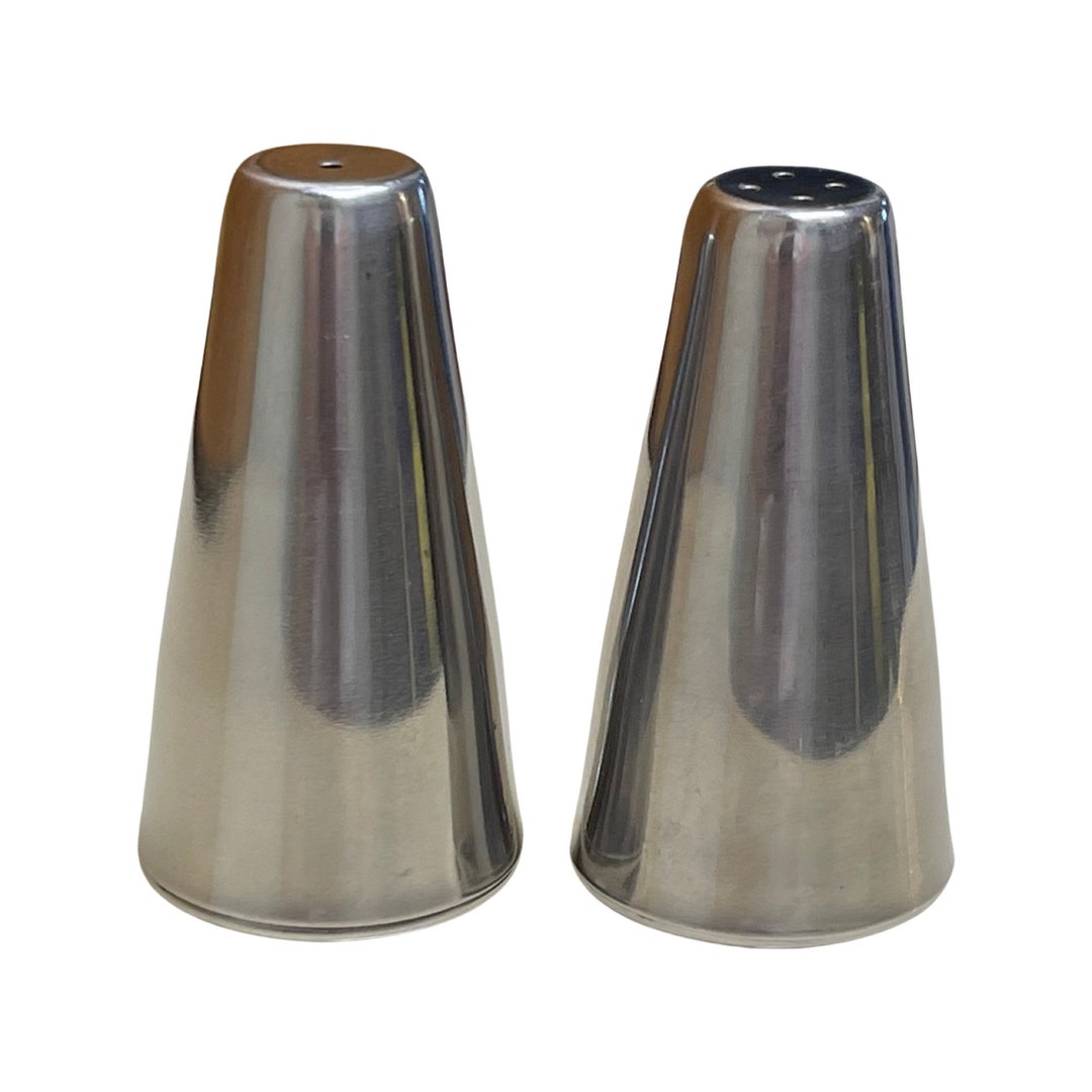 Mid Century Stainless Steel Cone Shape Salt and Pepper Shakers - Etsy