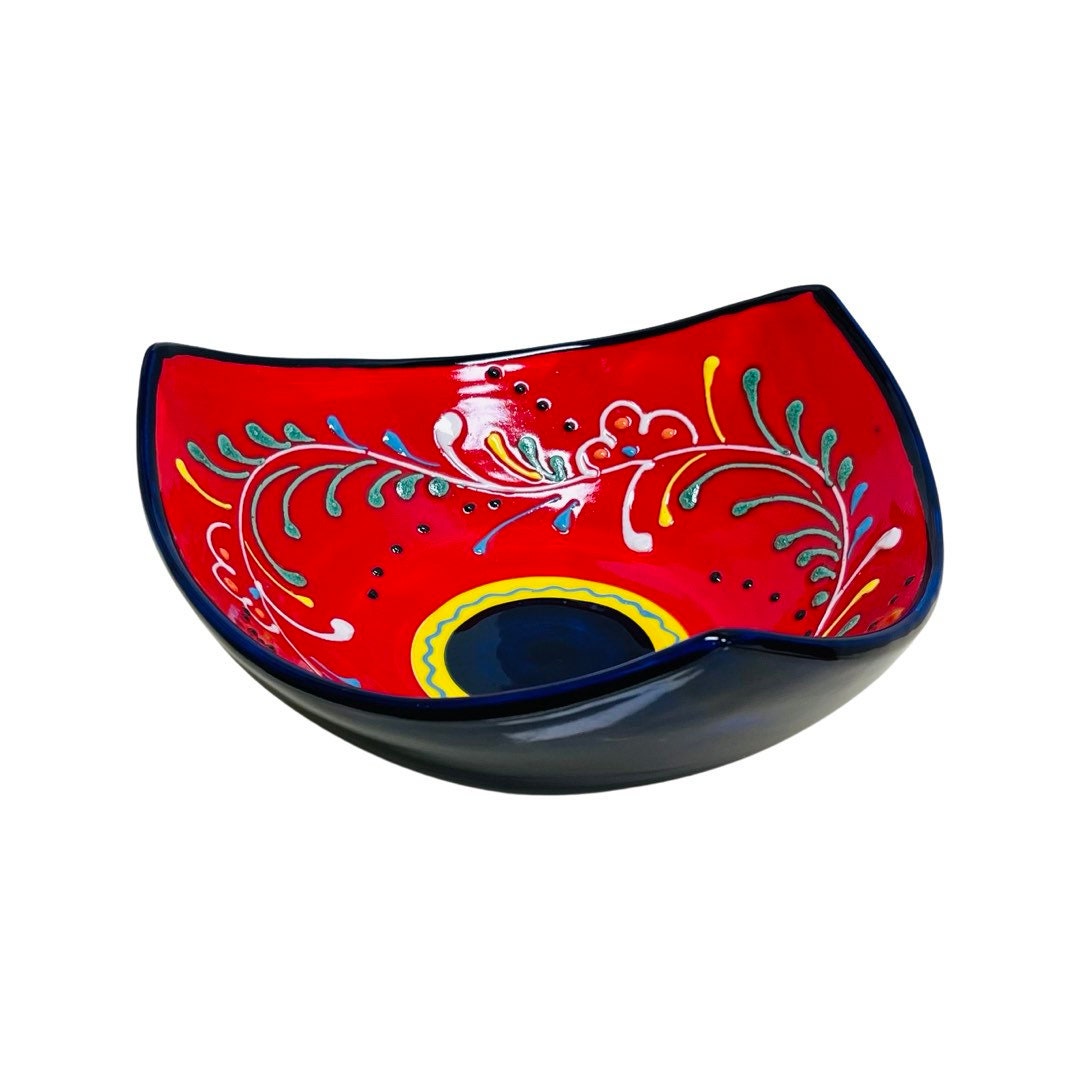 Handmade Spanish Pottery Bowl: Large Serving Dish With Raised Pattern ...
