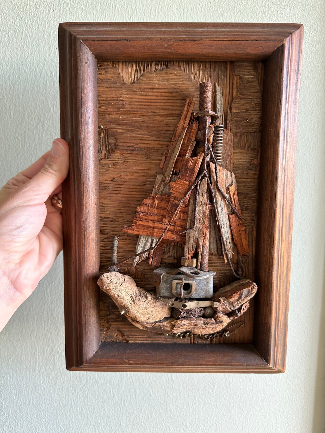 Vintage Wood Junk Boat 3D Wall Art Sculpture Tramp Art - Etsy
