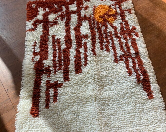 Vintage 70s Latch Hook Trees Brown Orange Rug Wall Hanging - Etsy