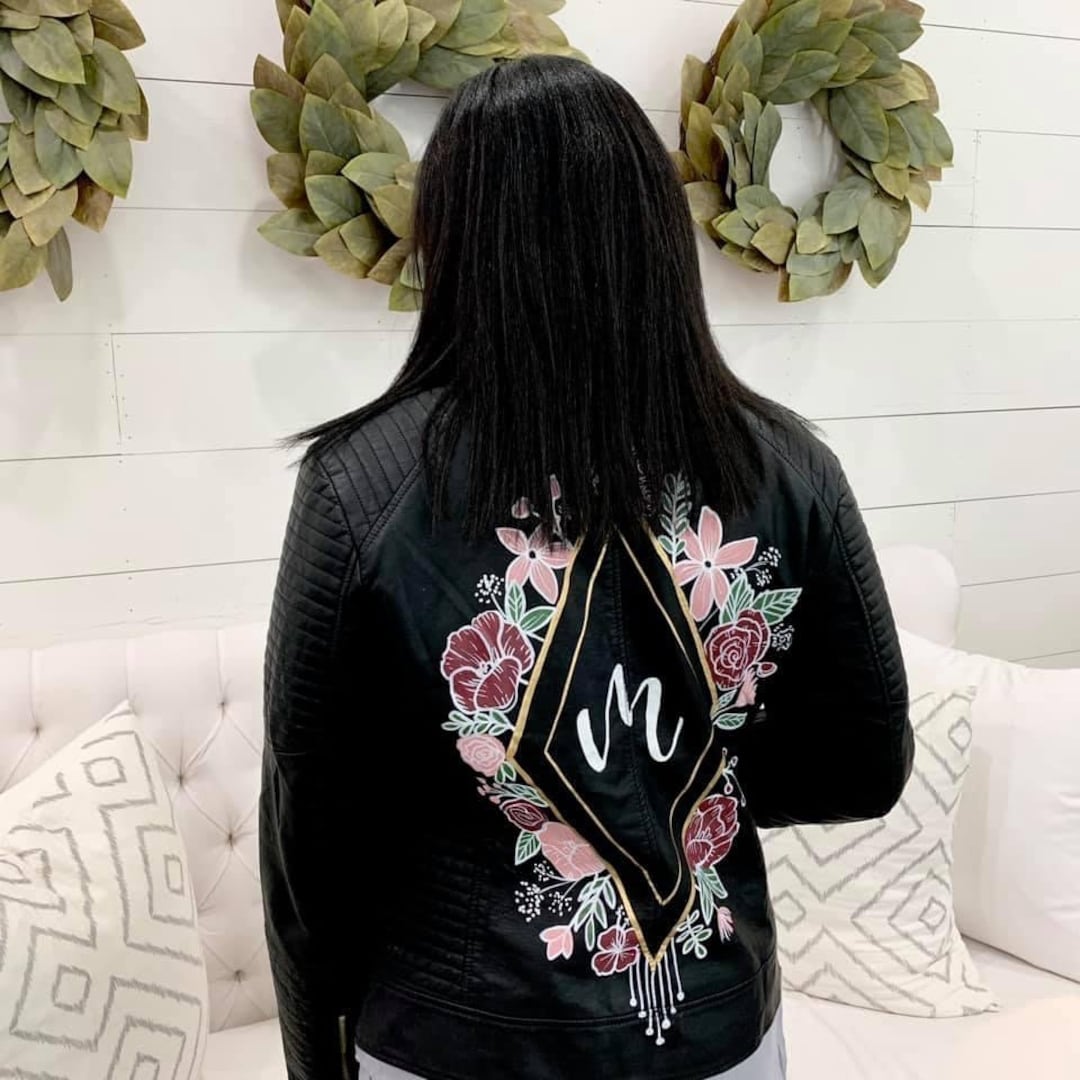 Hand Painted Leather Jacket - Etsy