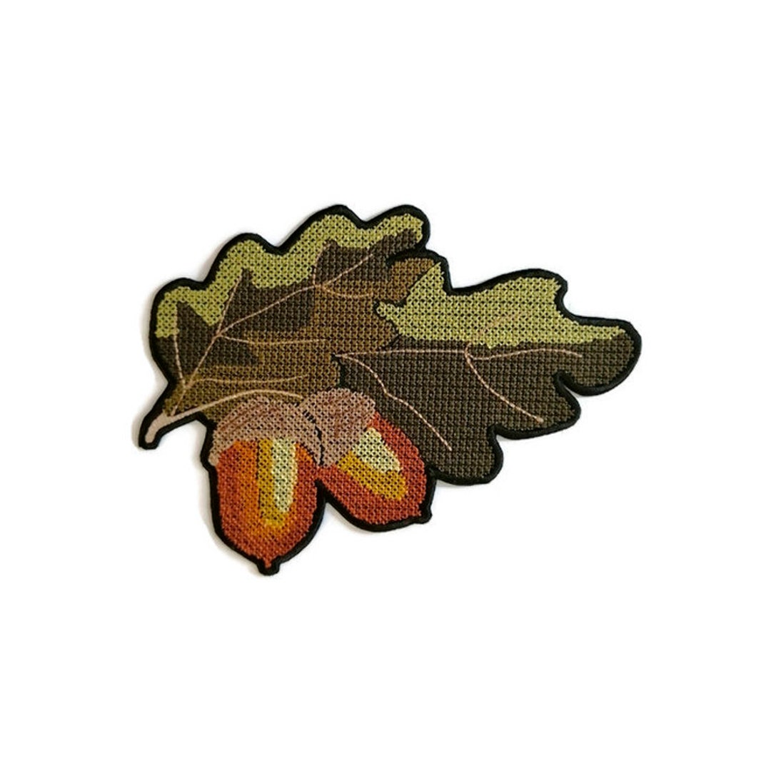 Oak Branch Embroidered Patch, Acorns Embroidered Patch, Forest Acorn ...
