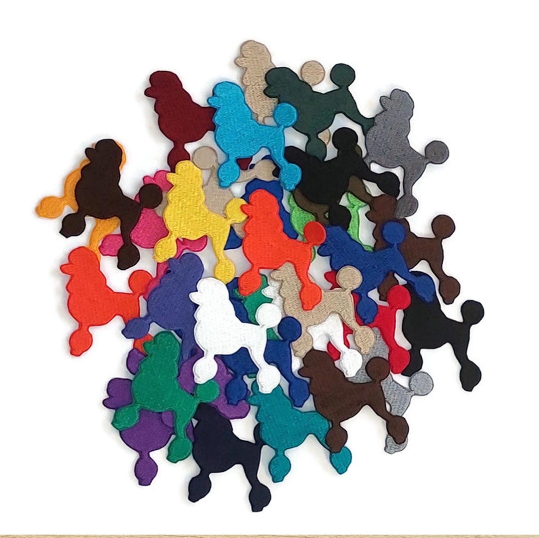 Embroidered Poodle Patch. Embroidered Animals. Custom Embroidered Patch ...