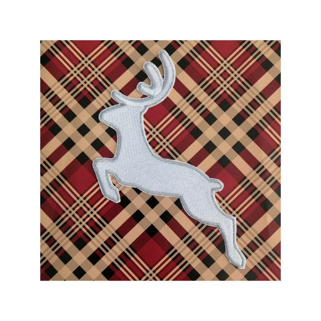 Snow Deer Embroidered Patch, White Deer Machine Embroidered Patch ...
