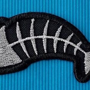 Silver Fish Skeleton Patch. Machine Embroidered Fishing Patch. Sew on ...