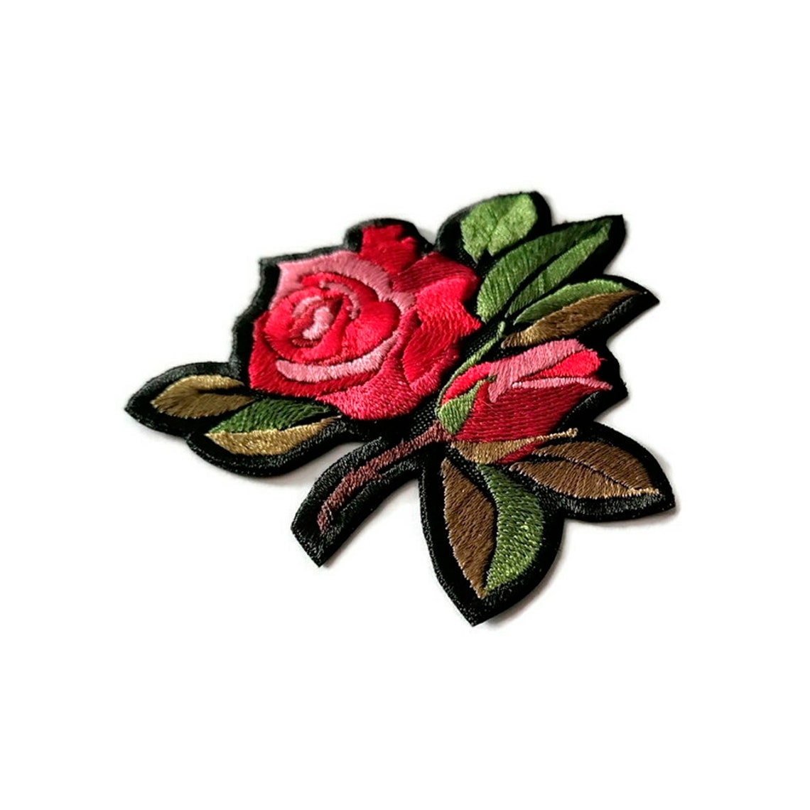 Red Rose Flower Patch Flower Embroidery Patch Botanical Iron | Etsy