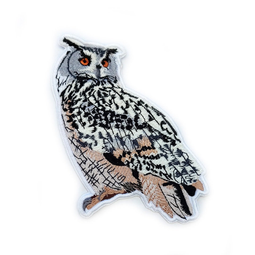 Owl Embroidered Patch, Realistic Bird Iron on Patch, Handmade Exotic ...