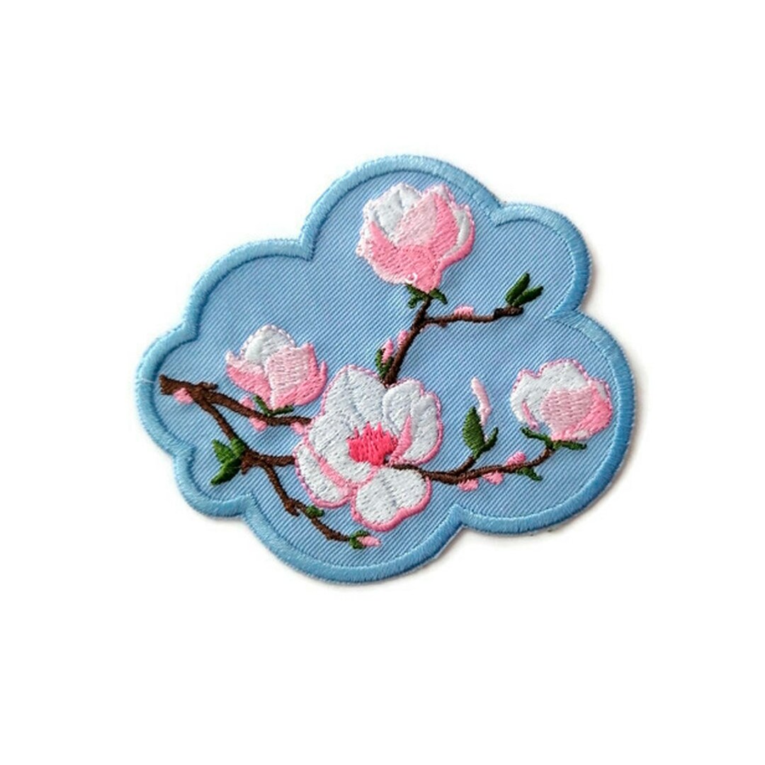 Magnolia Patch, Flower Embroidery Patch, Botanical Iron On, Sew on ...