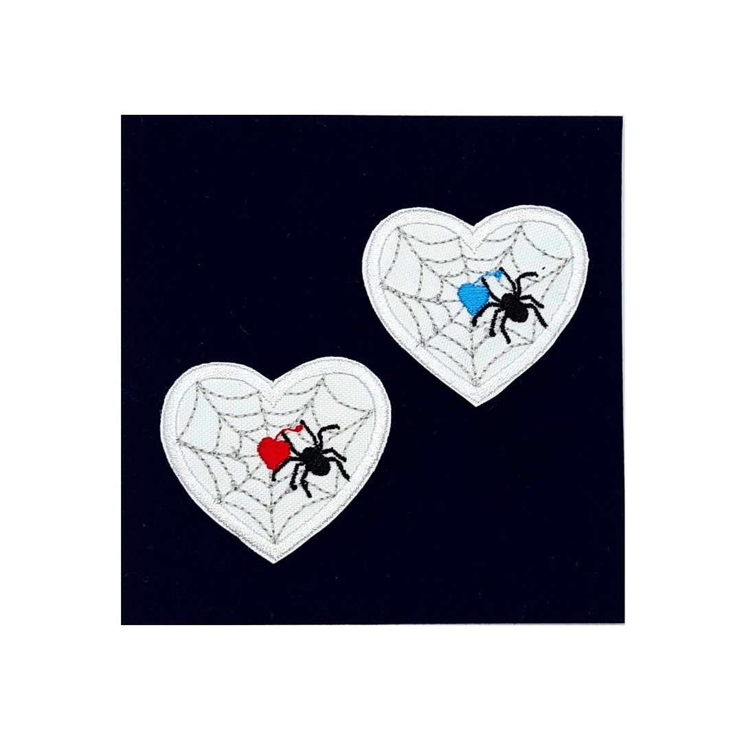 Heart With Spider. Spider in Love Patch. Embroidered Spider Web. Gift ...