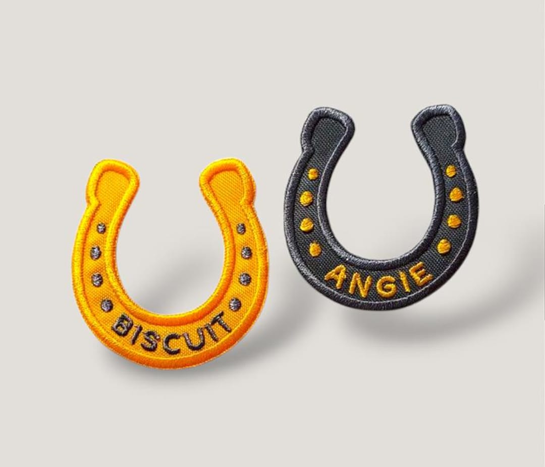 Horseshoe Personalizable Embroidered Patch. Custom Horseshoe Name Patch ...