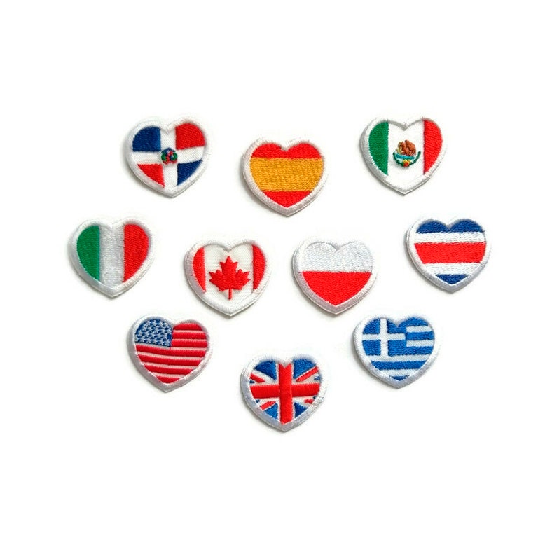 Small Heart Shaped Patch With a Flag Embroidered Flag Patch | Etsy