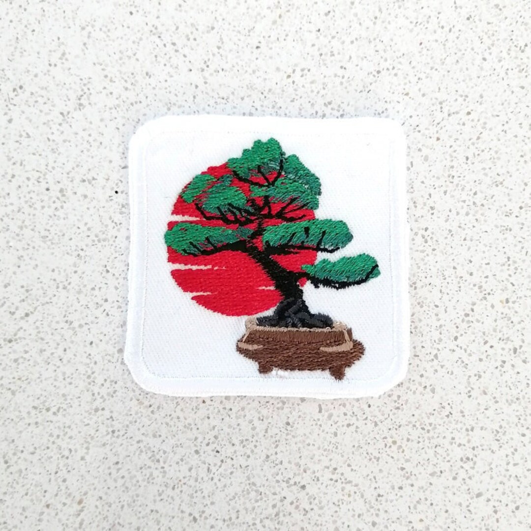 Japanese Bonsai Embroidered Patch. Exotic Botanical Embroidery, Bonsai ...