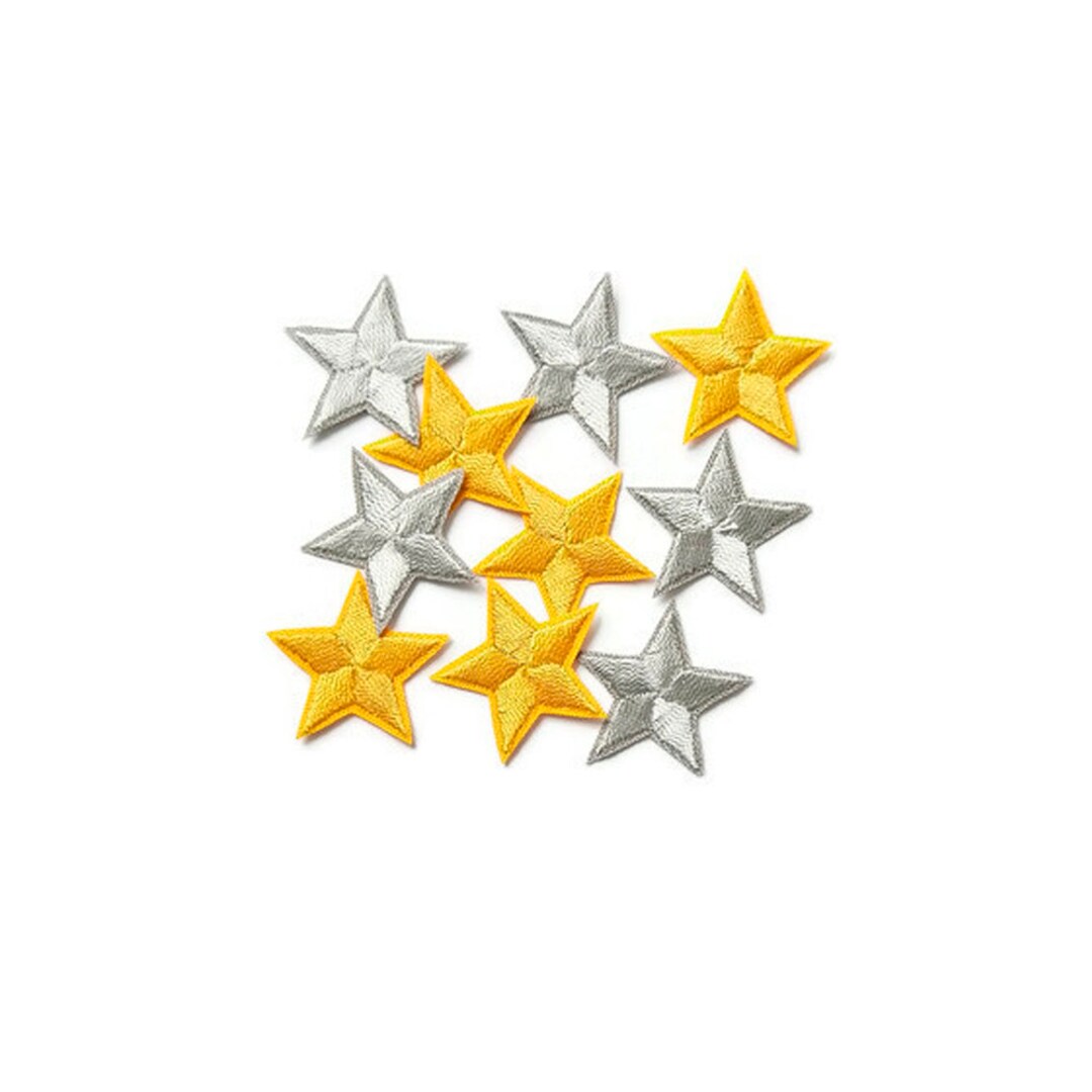Set of Metallic Silver And/or Metallic Gold Star Patches, 2 Pcs., 5 Pcs ...