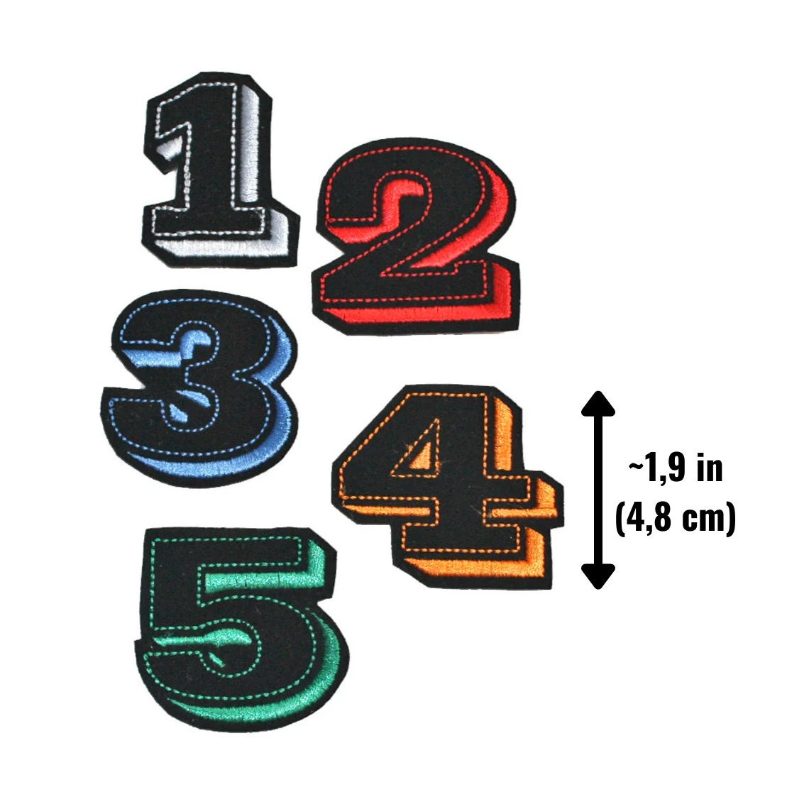 Custom Numbers, 1.9 In/ 4.8 Cm Tall, Embroidered Numbers, Embroidered ...