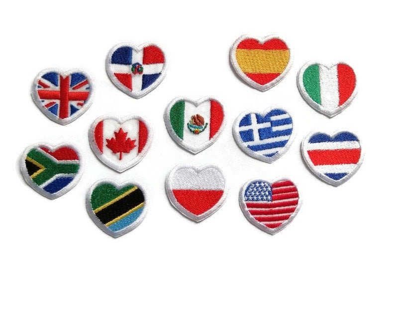 Small Heart Shaped Patch With a Flag Embroidered Flag Patch | Etsy