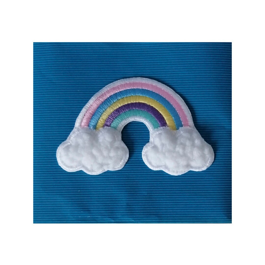 Rainbow Embroidered Patch. Rainbow With Clouds. SEW ON - Etsy