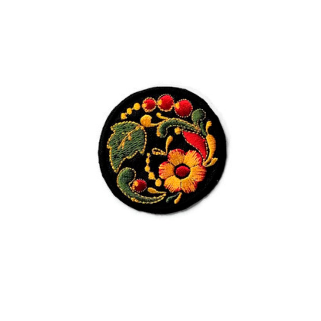 Floral Motifs Embroidered Patch, Flower Embroidery Patch, Botanical ...
