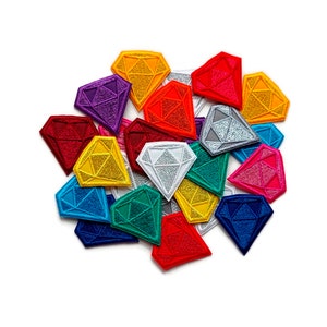 Set of Diamond Shaped Embroidered Patches With Shiny Metallic Threads ...