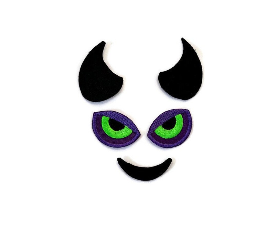 Demon Face Embroidered Patches, Textile Face for Crafts, Toy Demon Face ...