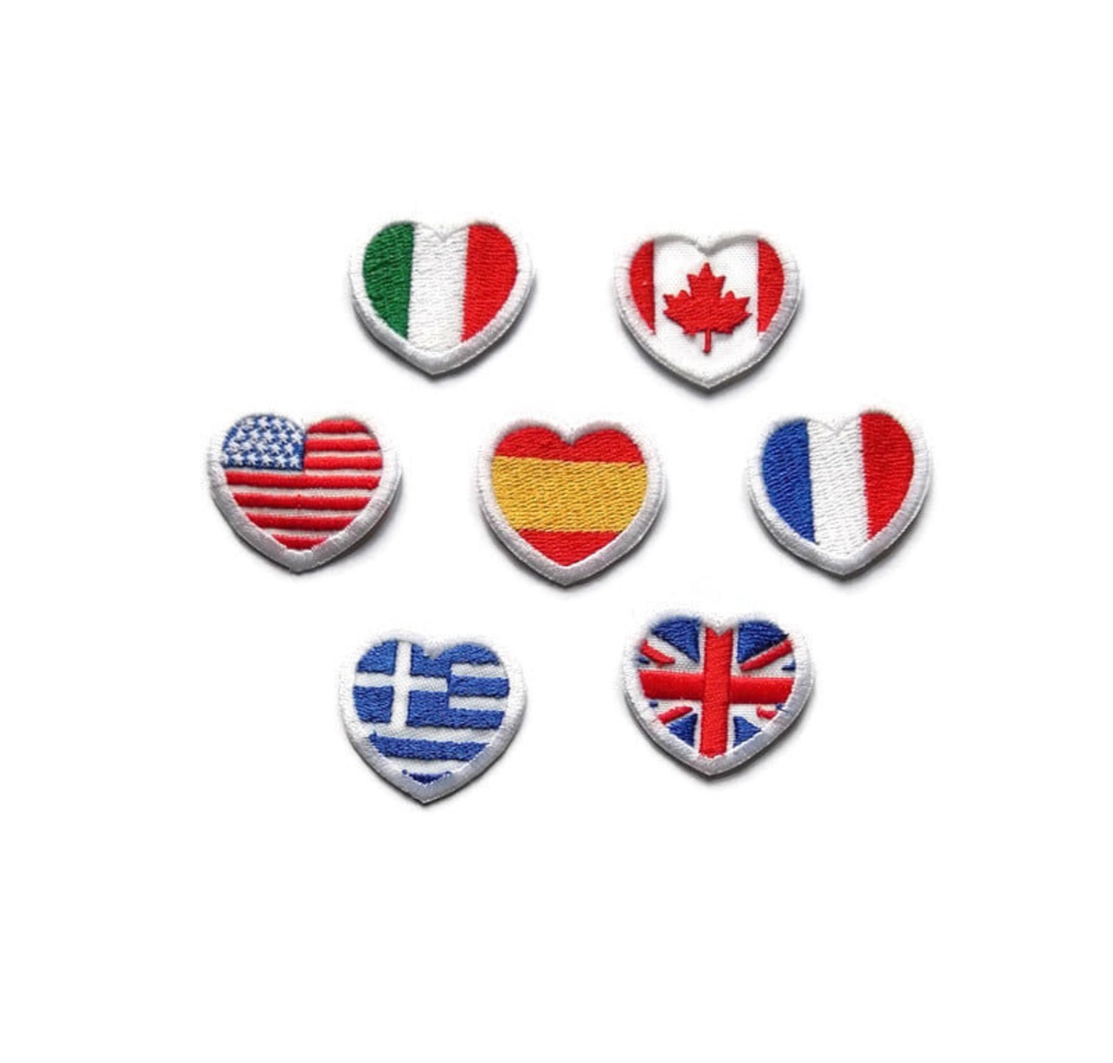 Small Heart Shaped Patch With a Flag, Embroidered Flag Patch, Heart ...