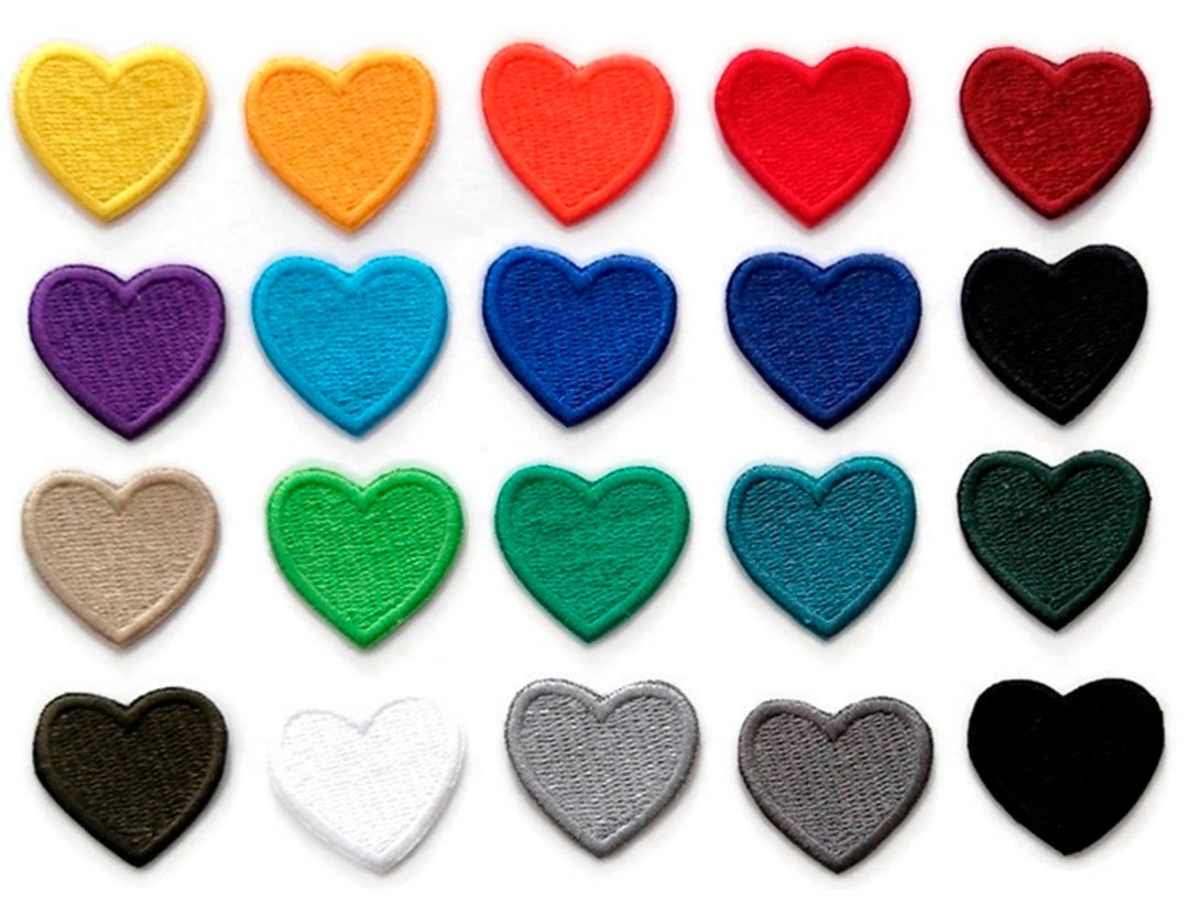 Set of Heart Shaped Embroidered Patches 2 Pcs. 5 Pcs. 10 - Etsy