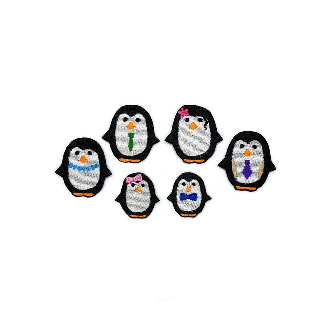 Tiny Penguin Embroidered Patch, Family of Penguins Embroidery, Sew On ...