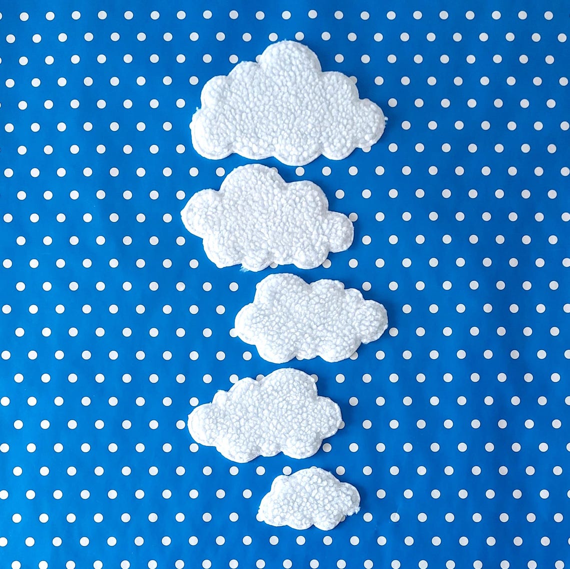 Set of 5 Applique Fleece Cloud Patches, Clouds for Decoration. SEW ON ...
