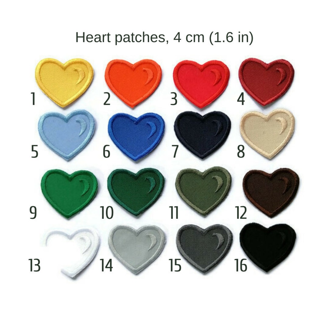 Set of Heart Shaped Embroidered Patches, 2 Pcs., 5 Pcs., 10 Pcs., Tiny ...