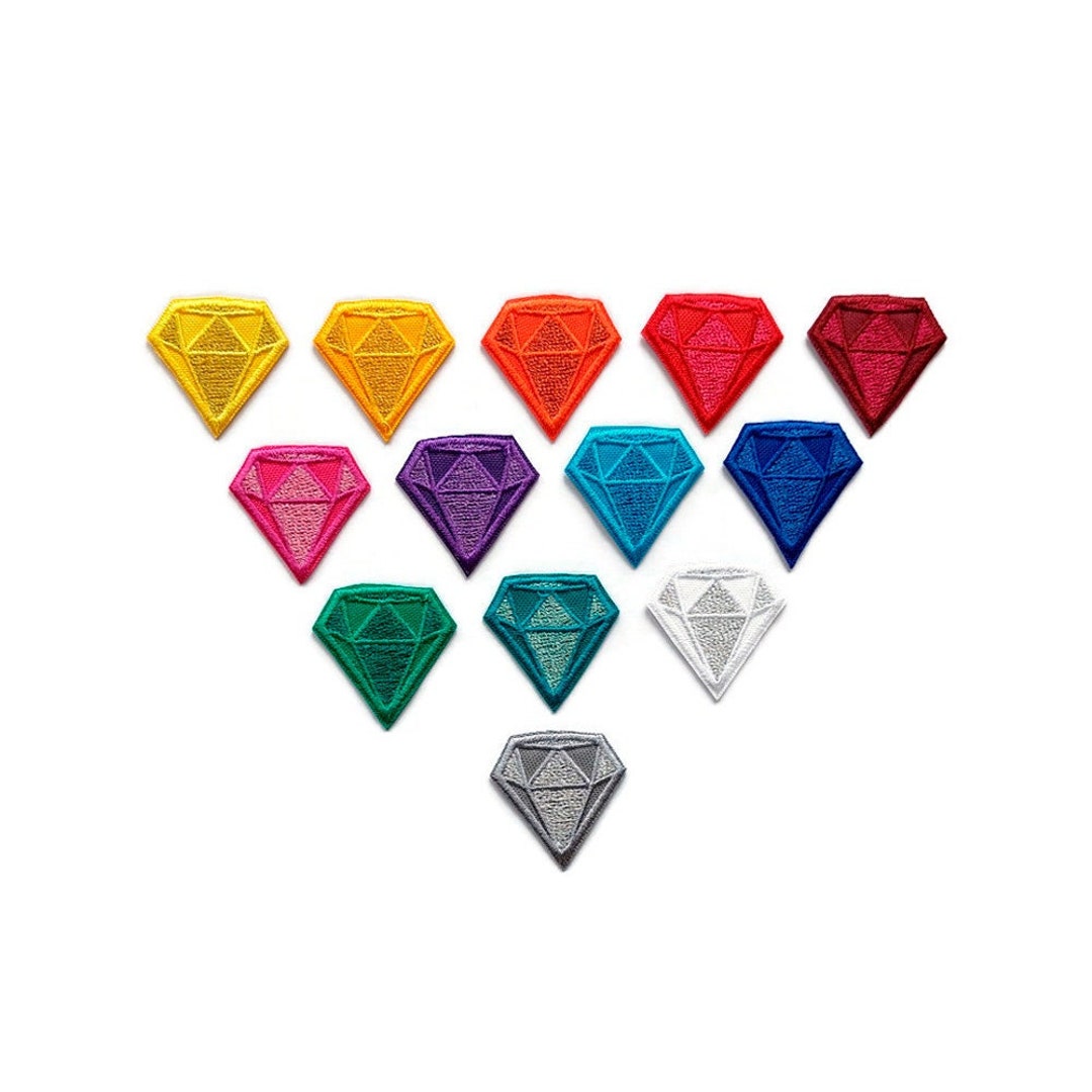 Set of Diamond Shaped Embroidered Patches With Shiny Metallic Threads ...